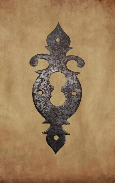 17TH CT WROUGHT Iron Door Chest Lock Cover Escutcheon Primitive Antique ...