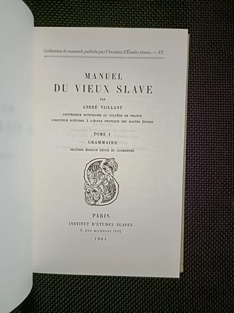 MANUEL DU VIEUX Slave - Institut d'Etudes Slaves - Paris - André ...