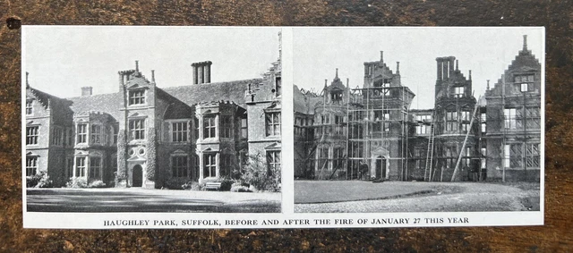 HAUGHLEY PARK SUFFOLK - Before & After The Fire - 1961 Press Cutting ...
