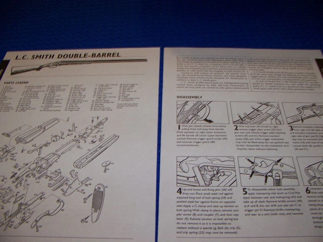 L.C. SMITH DOUBLE-BARREL Shotgun ..Legend/Exploded View/Disassembly ...