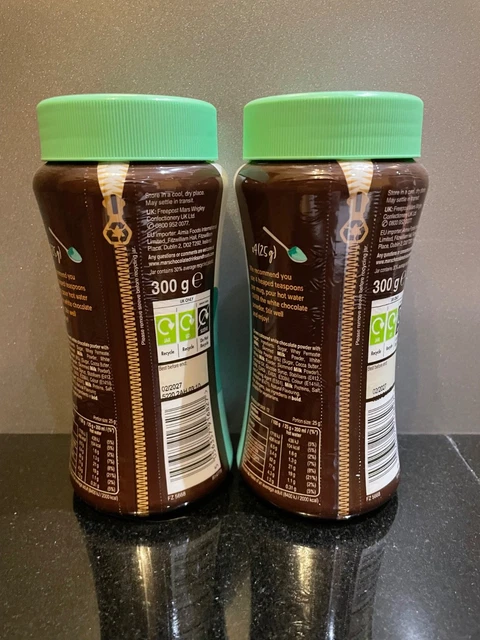 2 X GALAXY Green White Hot Chocolate Powder 300g Tubs £13.75 - PicClick UK
