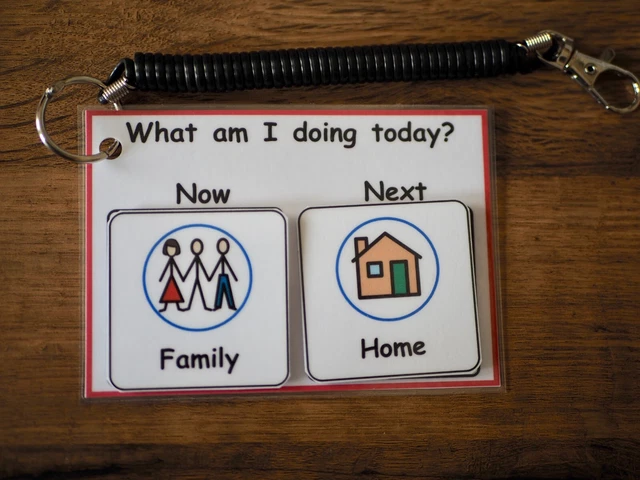 NOW NEXT PRE School Schedule Keyring & 48 Symbols Visual Aid Autism/SEN ...