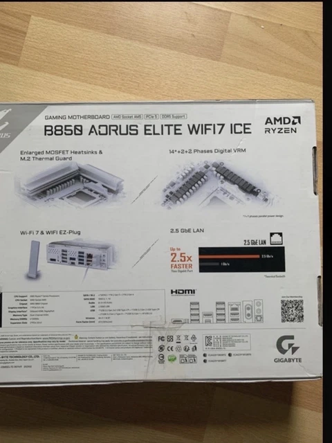 AORUS B850 ELITE Wifi7 Ice Motherboard With AMD Ryzen 9600x Included £ ...