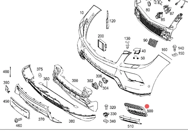 MERCEDES W166ML/GLE FRONT BUMPER GRILLE DX OEM A1668842222 £51.30 ...