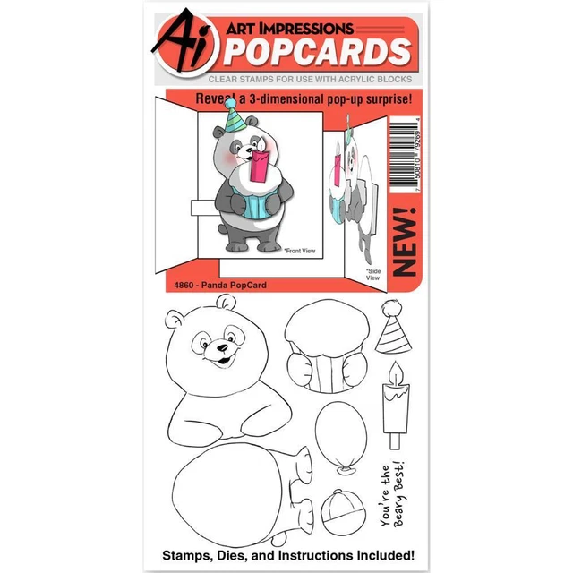 ART IMPRESSIONS POPCARD Stamp & Die Set Panda 8pc Set £27.85 - PicClick UK