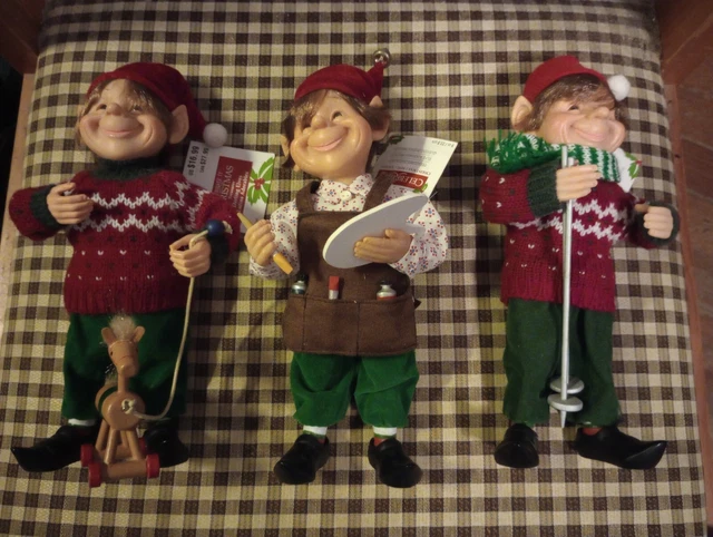 CELEBRATE IT TREASURED DARLING Lot of 3 Elves Carpenter/Skii/Elelf With ...