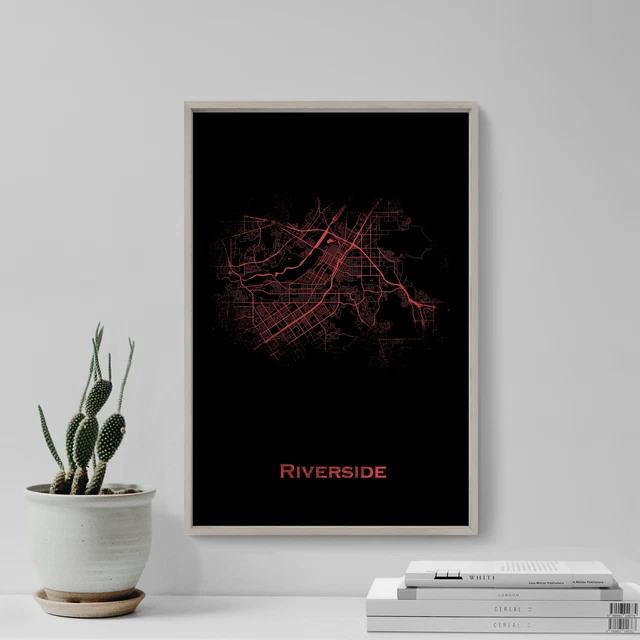 RIVERSIDE, CALIFORNIA, USA Map "Red Splatter" - Art Print Poster Gift £ ...
