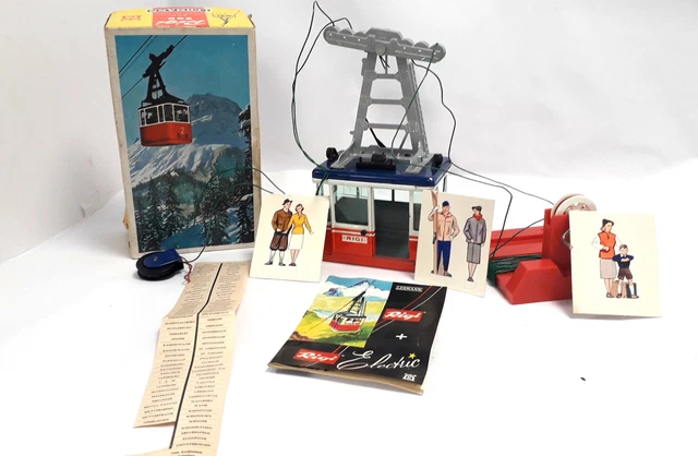 VINTAGE LEHMANN RIGI 900 Manual Operated Cable Car Ski Lift Figures#546 ...