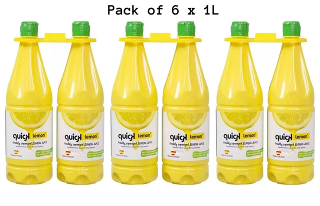 QUICKLEMON LEMON JUICE 6x1L Pure, Non-Concentrated & Fresh for Recipes ...