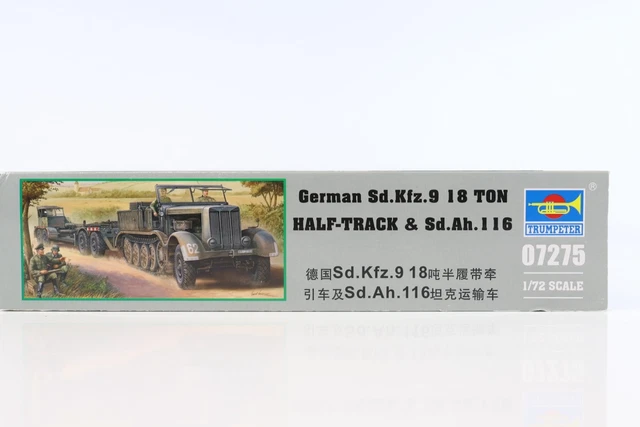TRUMPETER 07275 1:72 Scale German Sd.Kfz.9 18 Ton Half Track & Sd.Ah ...