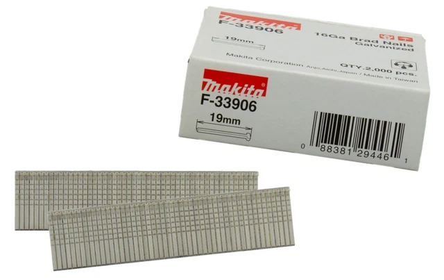MAKITA F-33906 1MM X 19mm Galvanised 16 Gauge Brads 2000 Pieces DBN600 ...