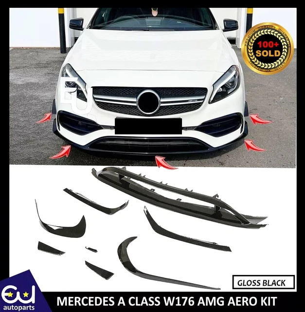 AERO KIT FOR Mercedes A Class W176 Amg Front Splitter Lip Fins Gloss ...