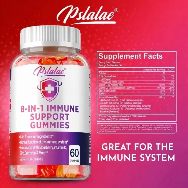 8-IN-1 IMMUNE SUPPORT Gummies - with Elderberry, Zinc, Vitamin C ...
