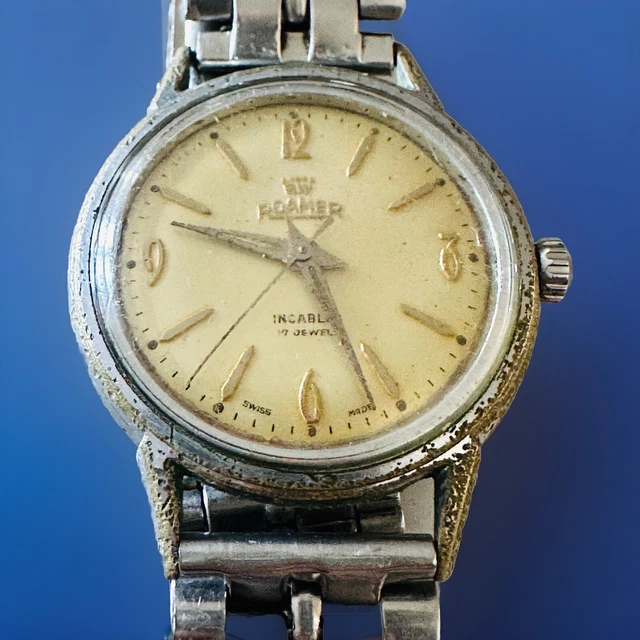 VINTAGE RW ROAMER 17 J Swiss Made BREVETE GWO Hand Wind USED Mens Watch ...