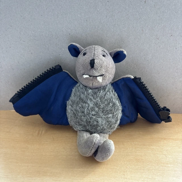 JELLYCAT ZIPPY ZAPPY Bat Plush Soft Toy 1999 Grey and Blue retired £33. ...