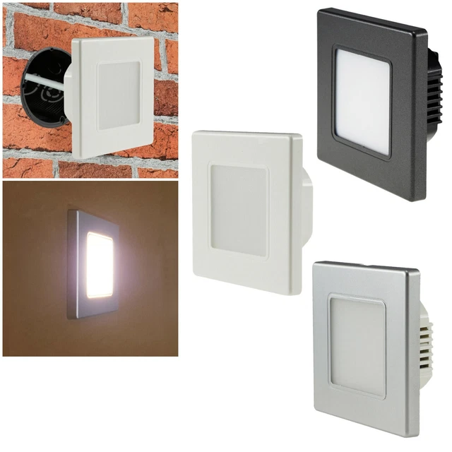 LED WAND-EINBAU-STRAHLER 230V für UP-Dose Treppen-Stufen-Licht Leuchte ...