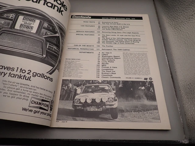 MOTOR TREND MAGAZINE * April 1975 * Best Selling Cars in America Road ...