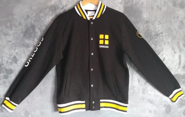 MENS PRIMARK GREGGS Black Varsity Jacket Medium Measurements In ...