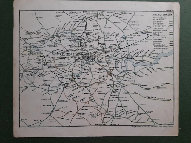 LONDON RAILWAYS UNDERGROUND & OVERGROUND VINTAGE 1930's PHILIP'S MAP 6 ...