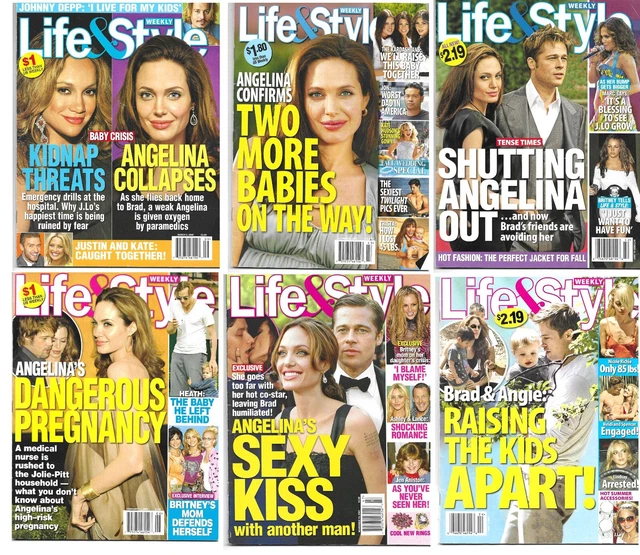 ANGELINA JOLIE LOT 6 magazines Life & Style Heath Ledger Britney Spears ...