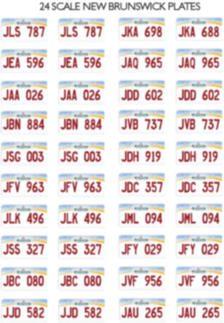 NEW BRUNSWICK CANADA License Plate Decals For 1:24 Scale Cars $6.95 ...
