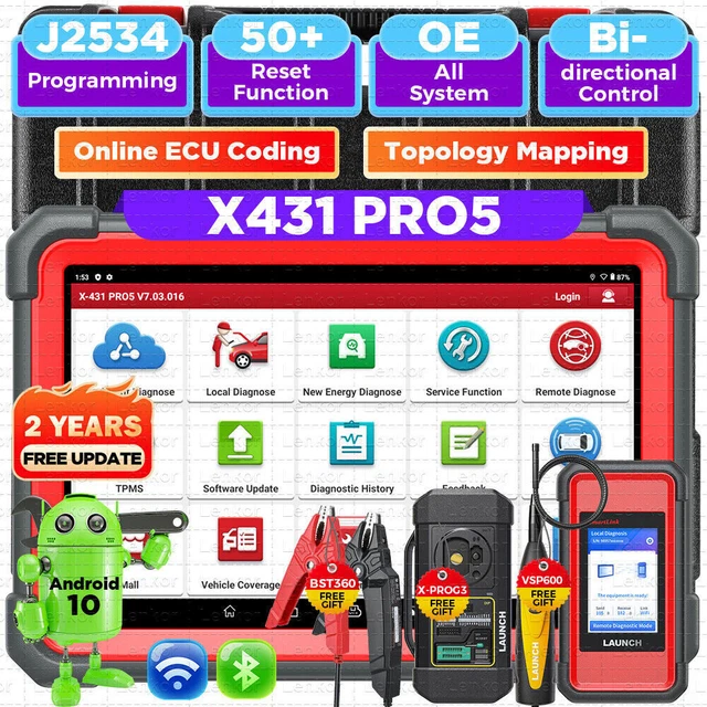 2025 LAUNCH X431 PRO5 PADV+ Diagnostic Scanner J2534 Programming Key ...