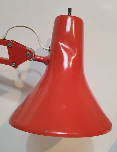 VTG LUXO ACTIVIST Red Architect Task Lamp Clamp On Light MCM Works See ...