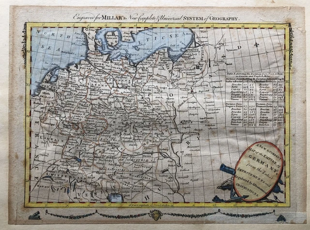 MAP MAP GRAPHIC Germany Map of Germany Millars Geography ~1782 £17.90 ...