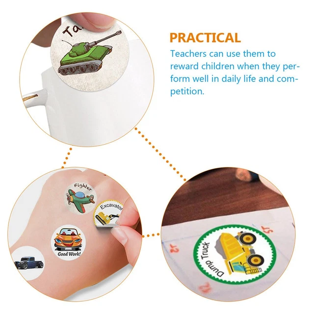 2 ROLLS MOTIVATIONAL Stickers Kindergarten Removable Vehicles Prints £ ...