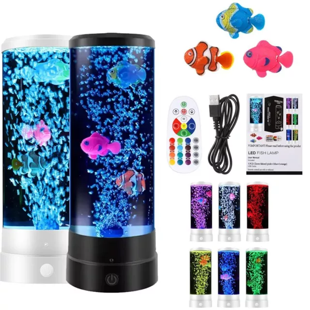 28CM LED BUBBLE Lamp Colour Changing Novelty Light Fish Water Tube ...