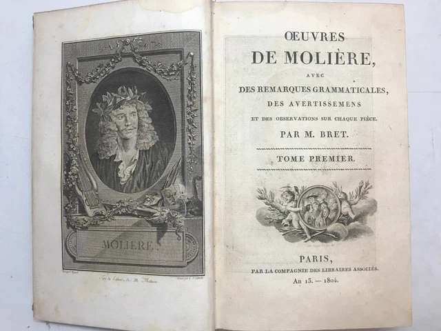 OEUVRES DE MOLIERE 5 volumes Avec des remarques grammaticales M.BRET ...