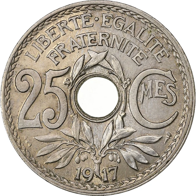[#1308026] FRANCE, 25 Centimes, Lindauer, 1917, Paris, Copper-nickel ...