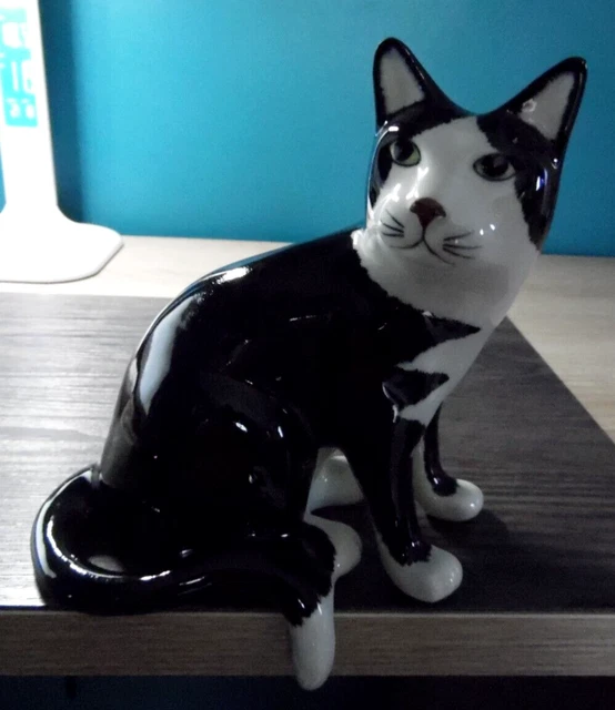 MAGNIFIQUE CHAT NOIR Et Blanc Pour Pose Bord De Meuble Ou Table En ...