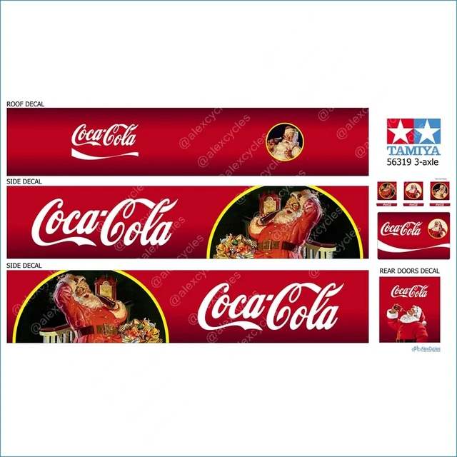 COCA-COLA 56319 TAMIYA 1/14 Reefer Box Trailer ROOF Christmas Decals ...