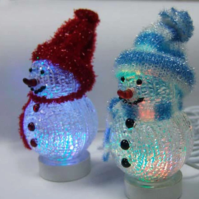 2 PACK SNOWMAN Decor Figurines Mini Usb Night Light Lights Nightlight £ ...