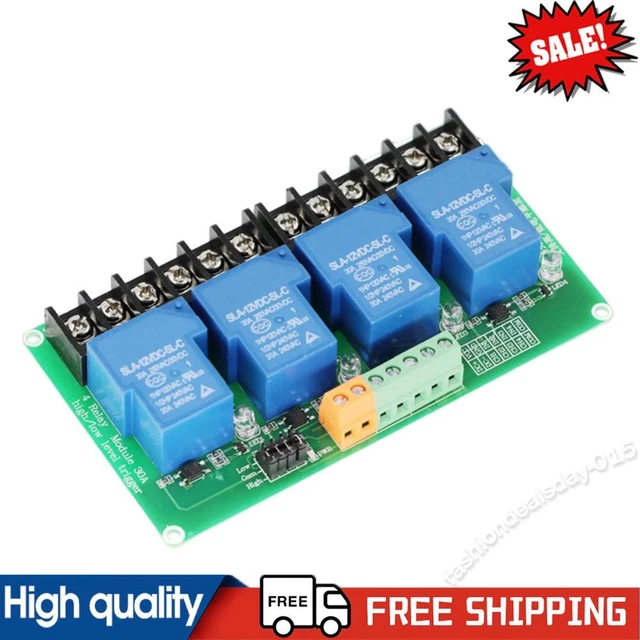 4 CHANNEL RELAY Module 30A 5V 12V 24V Relay Board for PLC Automation ...