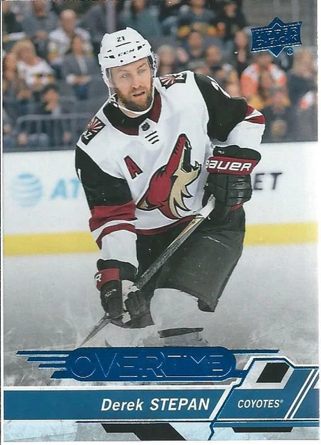 2018-19 HEURES SUPPLÉMENTAIRES sur le pont supérieur de la LNH DEREK STEPAN #20 bleu Arizona ...