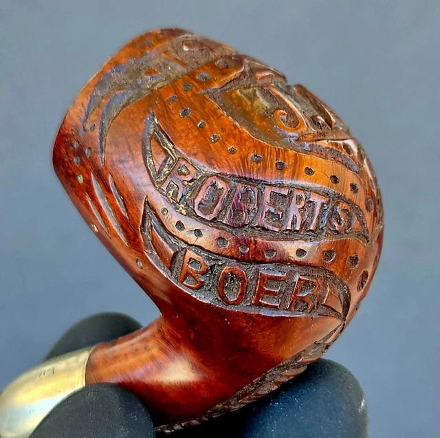 ANTIQUE 1901 BOER War Roberts Horse Transvaal Carved Briar Pipe British ...