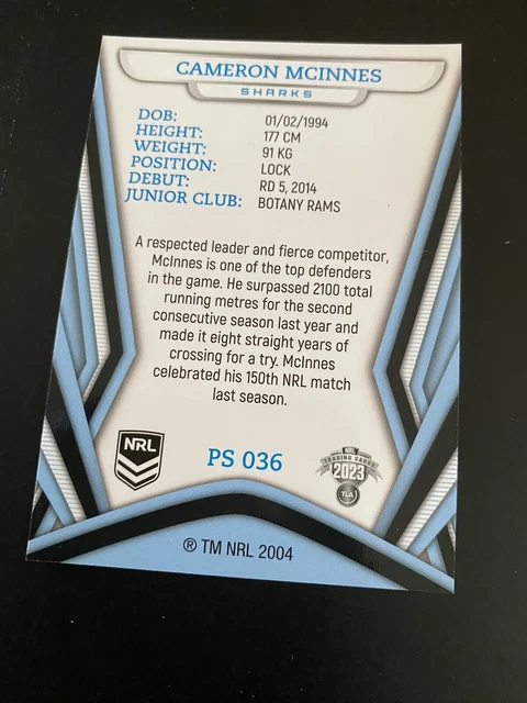 NRL-TRADERS CARDS-2023- PEARL- Cameron McInnes- PS036- Cronulla Sharks ...