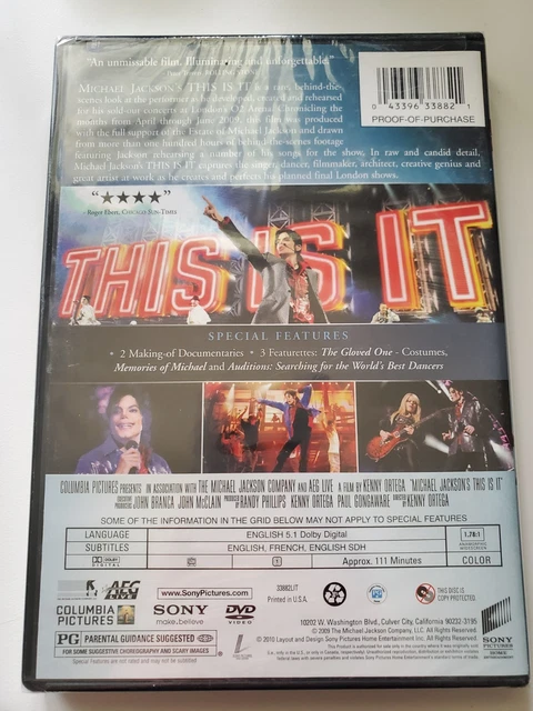 MICHAEL JACKSON'S THIS Is It DVD Brand New Sealed Sony Pictures £3.20 ...