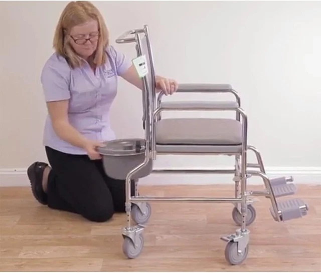 NRS HEALTHCARE M66119 Wheeled Commode/Over Toilet Chair with Padded ...