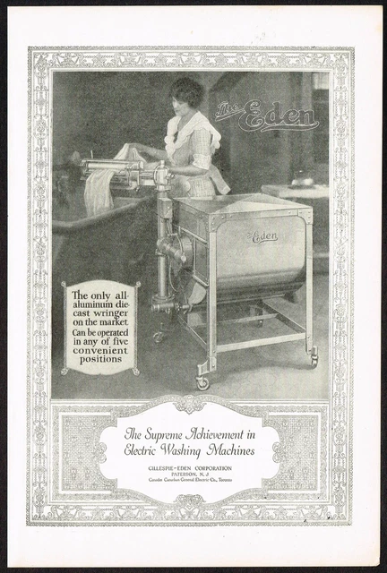 1920S ORIGINAL VINTAGE Eden Electric Washing Machine Laundry Art Print ...