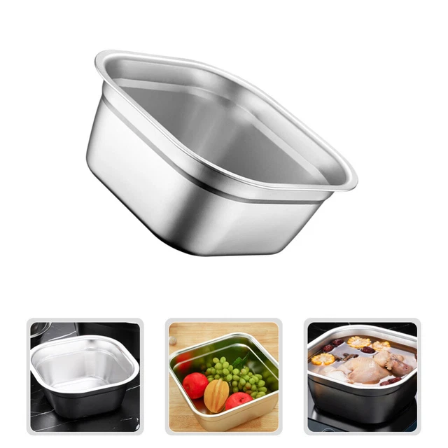 STAINLESS STEEL WASHING Basin Metal Wash Basin Soup Container Food ...