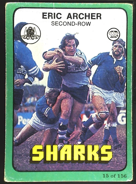 1978 SCANLENS RUGBY league NSWRFL NRL card #15 Eric Archer Cronulla ...