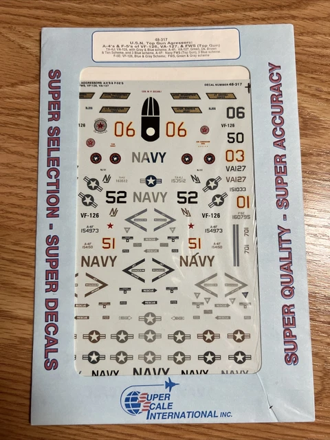 SUPER SCALE DECALS 1/48 USN TOP GUN Agressors A-4 Skyhawk F-5 Tiger #48 ...