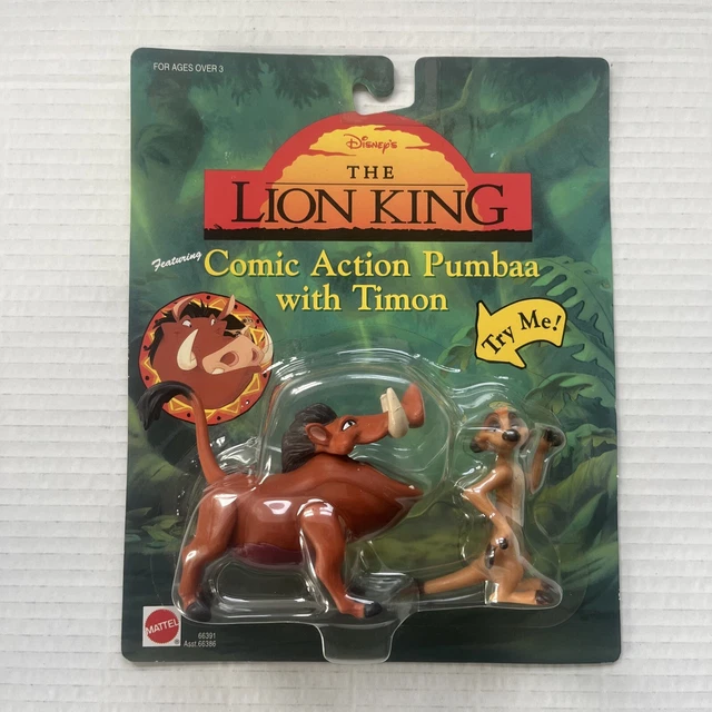 VINTAGE LION KING Comic Action Pumbaa w/ Timon Figure Disney Mattel Toy ...