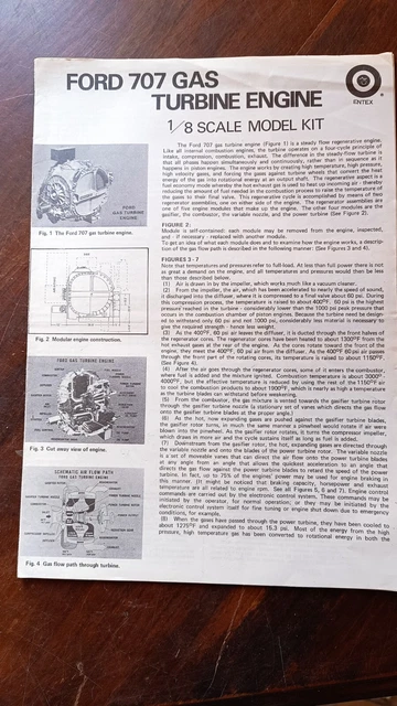 ENTEX FORD GAS Turbine Engine 1/8 scale model kit assembly instructions ...