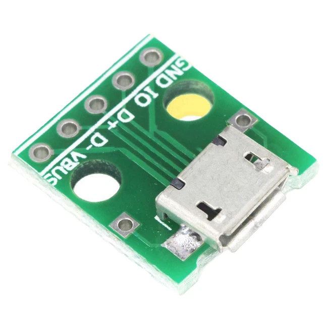 MICRO USB FEMALE to DIP254mm Converter Breadboard Adapter PCB Converter ...