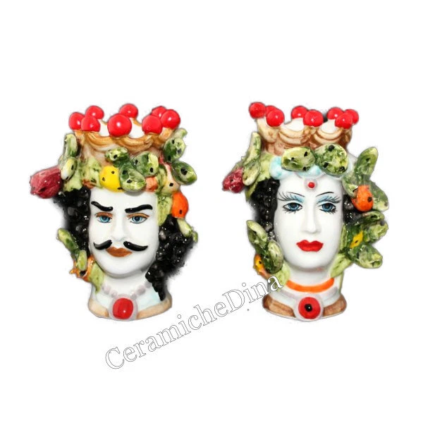 COPPIA TESTE DI Mori In Ceramica Tipica Siciliana Cm 12 Modellate E ...