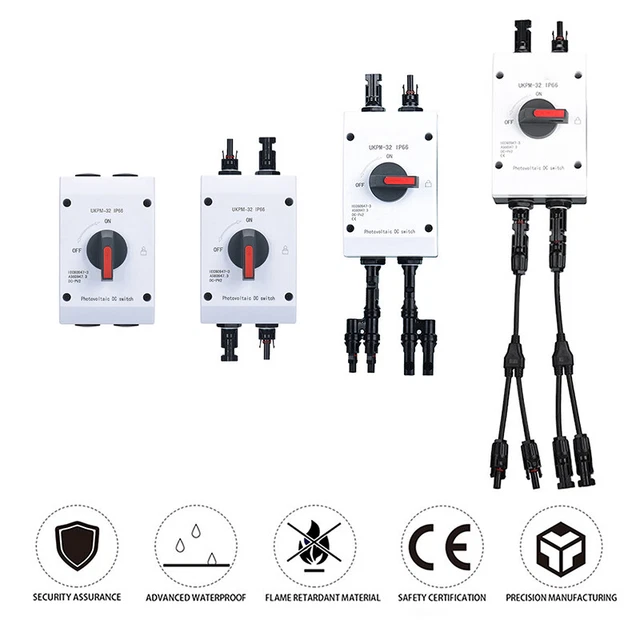 SOLAR COMBINER BOX 32A 1000V PV DC Isolator Switch with Solar Connector IP66 WP EUR 60,25 ...